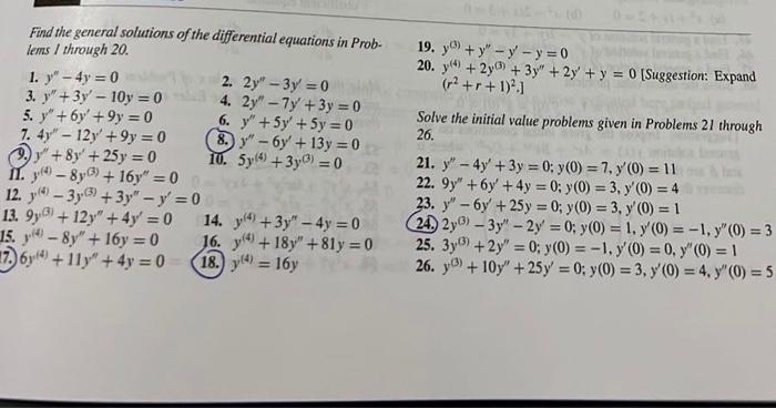 Solved Find the general solutions of the differential | Chegg.com