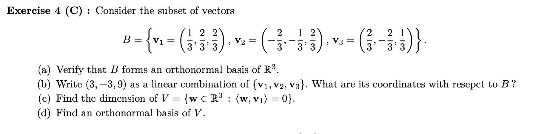 Exercise 4(C) ﻿: Consider the subset of | Chegg.com