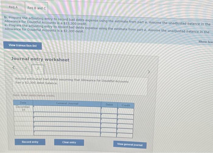Solved b. Prepare the adjusting entry to record bad debts | Chegg.com