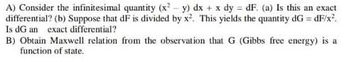 Solved A) Consider the infinitesimal quantity | Chegg.com