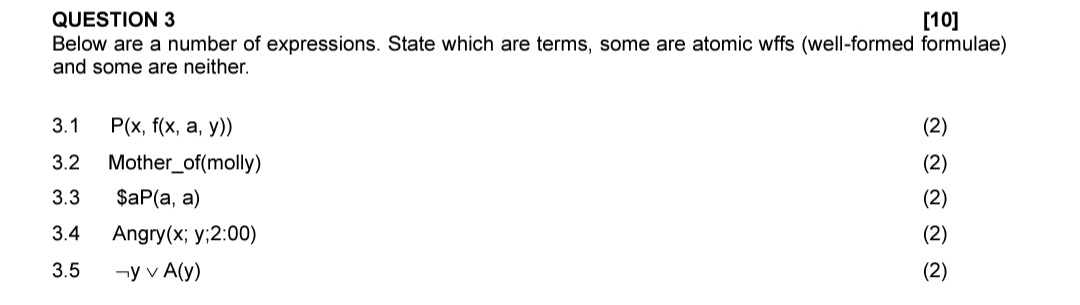 Solved QUESTION 3[10]Below are a number of expressions. | Chegg.com