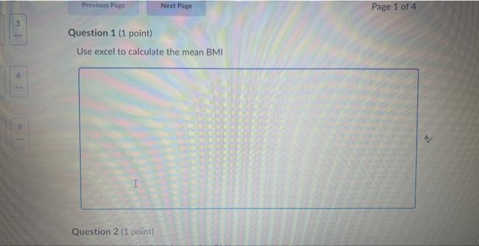Question 1 ( 1 point) Use excel to calculate the mean | Chegg.com