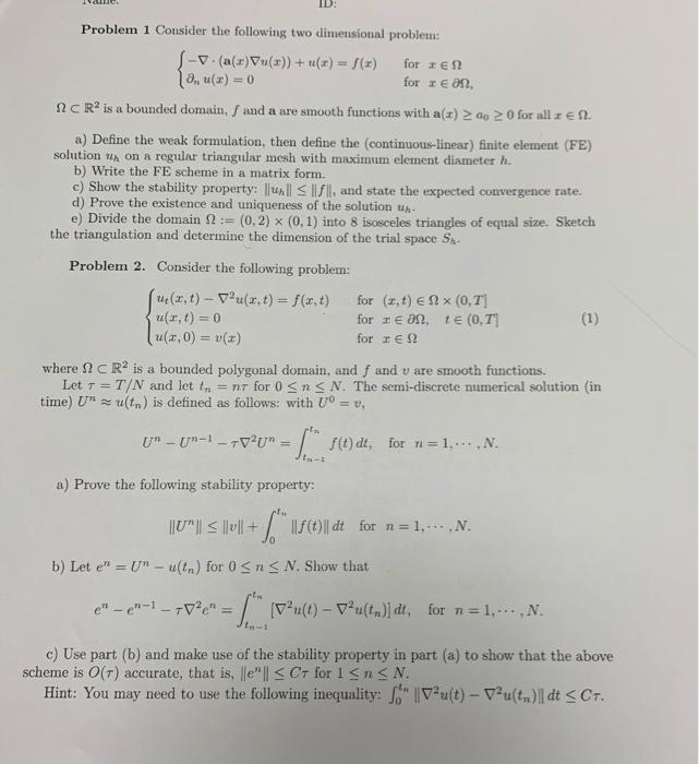 Problem 3 Consider the following problem: (3.1) - | Chegg.com
