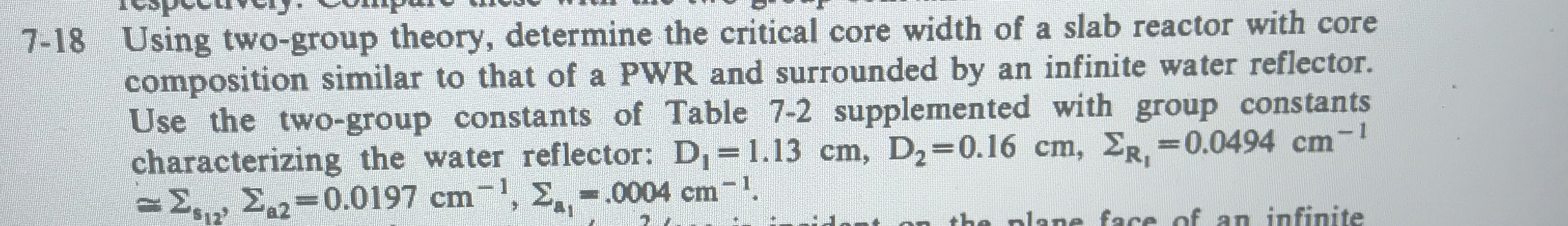 7-18 ﻿Using two-group theory, determine the critical | Chegg.com