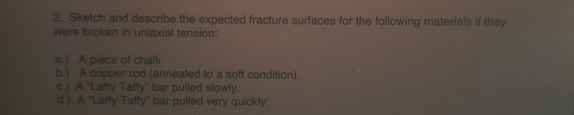Solved Sketch and describe the expected fracture surfaces | Chegg.com