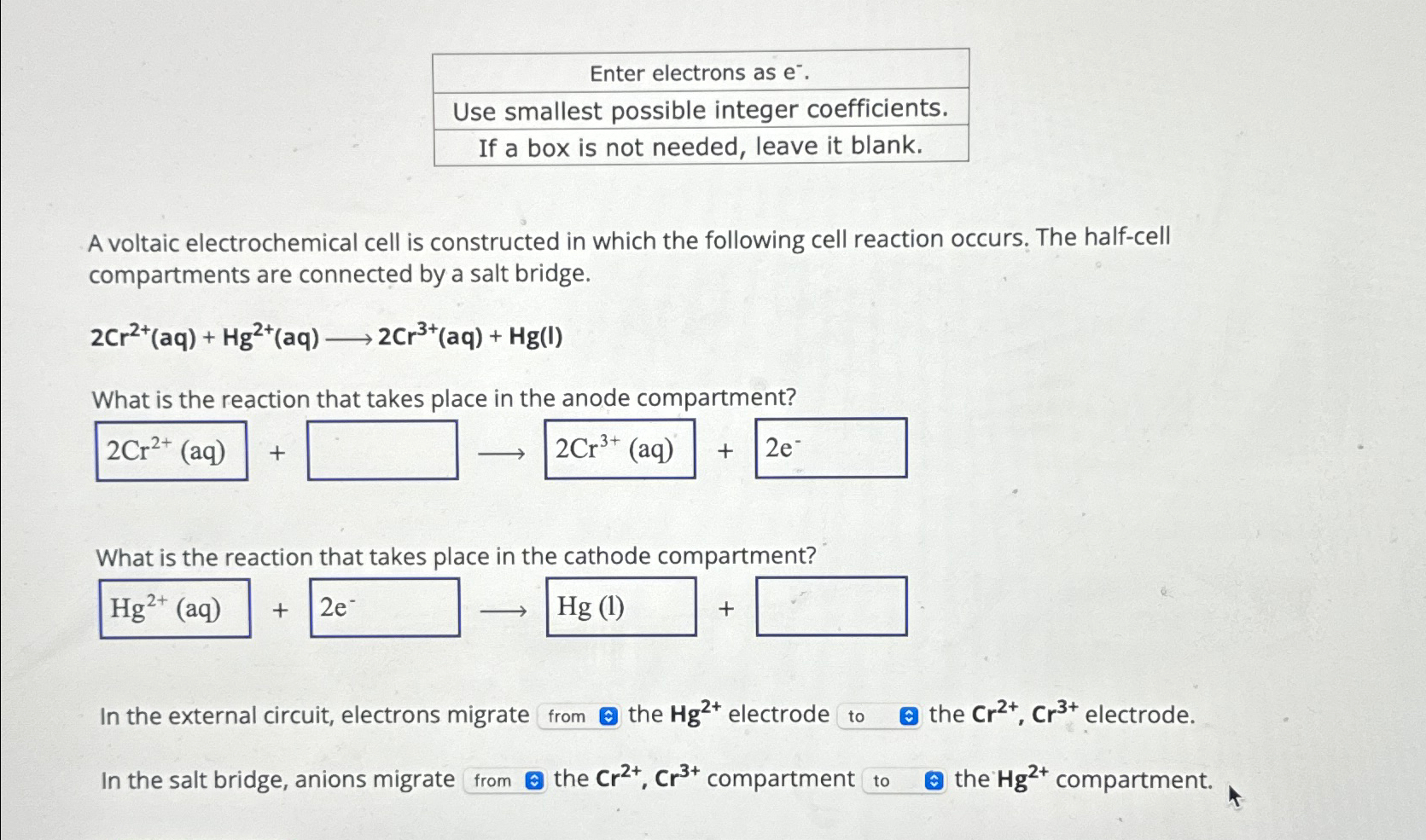 Solved Enter electrons as e-.Use smallest possible integer | Chegg.com
