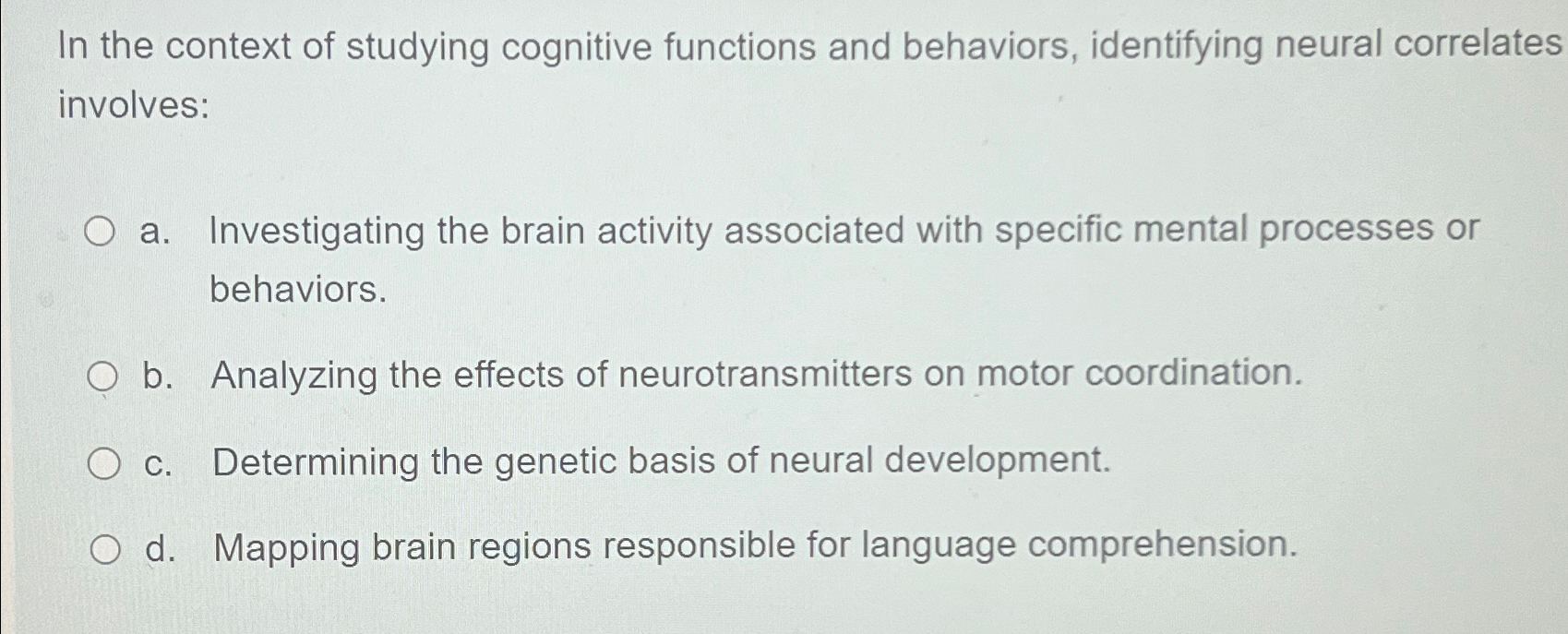 Solved In the context of studying cognitive functions and | Chegg.com
