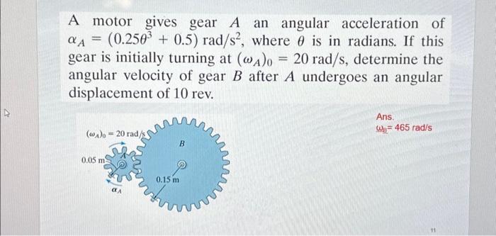 Solved E αA A motor gives gear A an angular acceleration of | Chegg.com