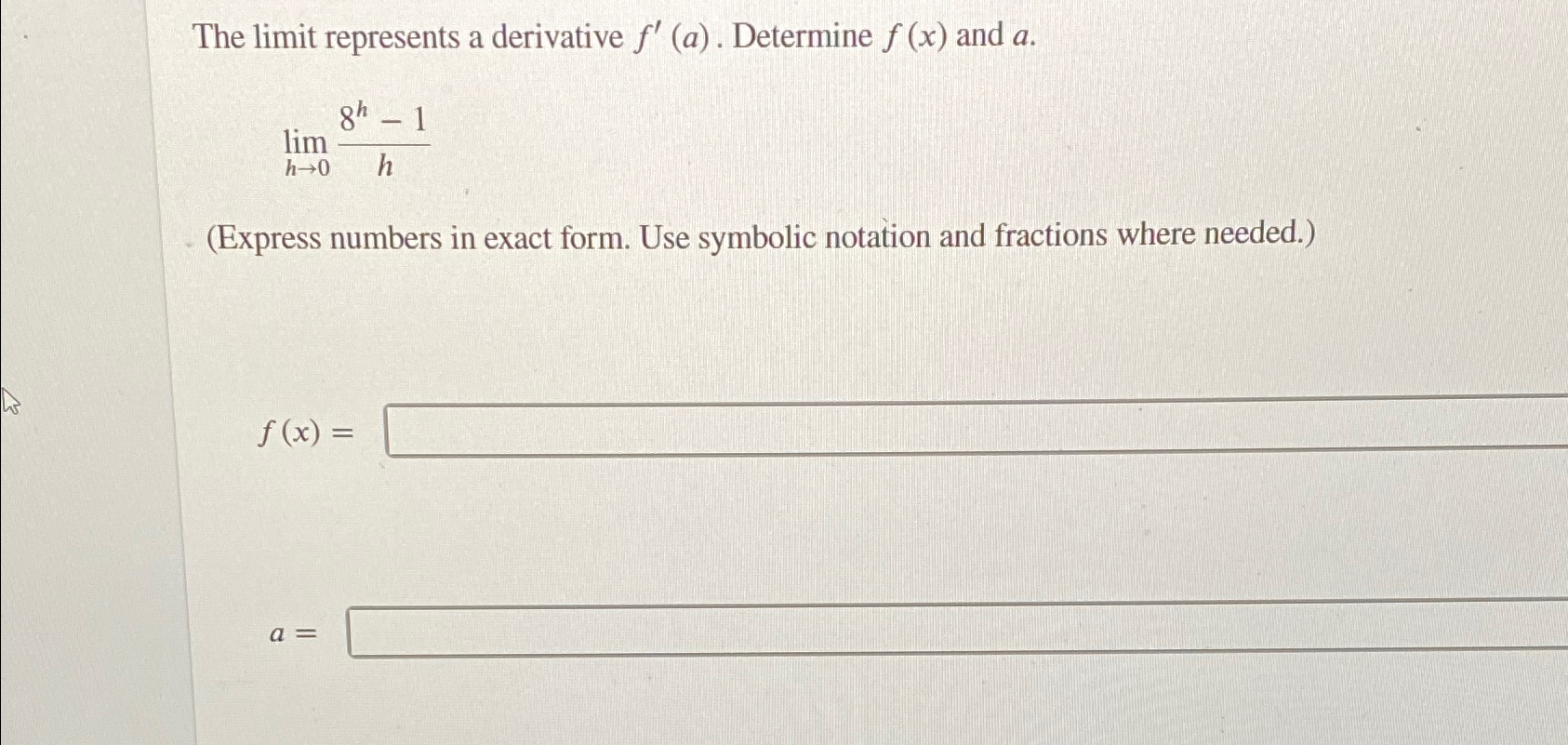 Solved The limit represents a derivative f'(a). ﻿Determine | Chegg.com