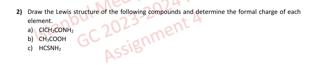 Solved 2) Draw the Lewis structure of the following | Chegg.com