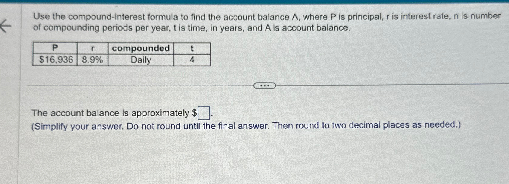 Solved Use the compound-interest formula to find the account | Chegg.com