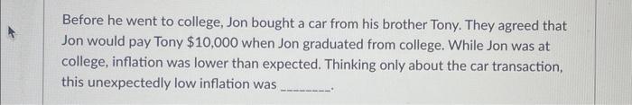 Solved Before he went to college, Jon bought a car from his | Chegg.com