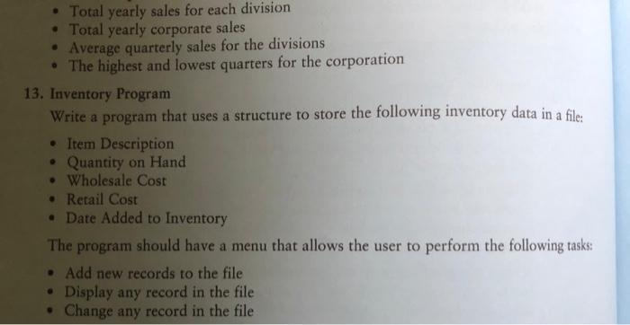 Solved • Total yearly sales for each division • Total yearly | Chegg.com
