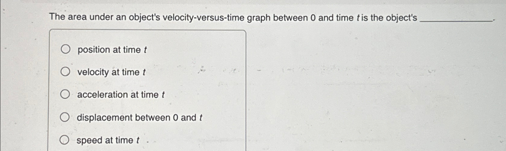 Solved The area under an object's velocity-versus-time graph | Chegg.com
