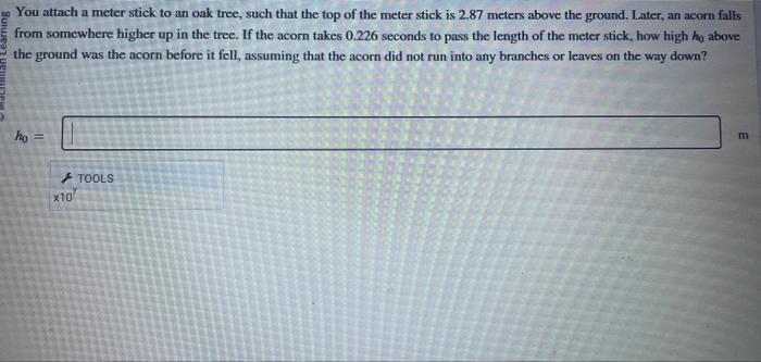 Solved You attach a meter stick to an oak tree, such that | Chegg.com