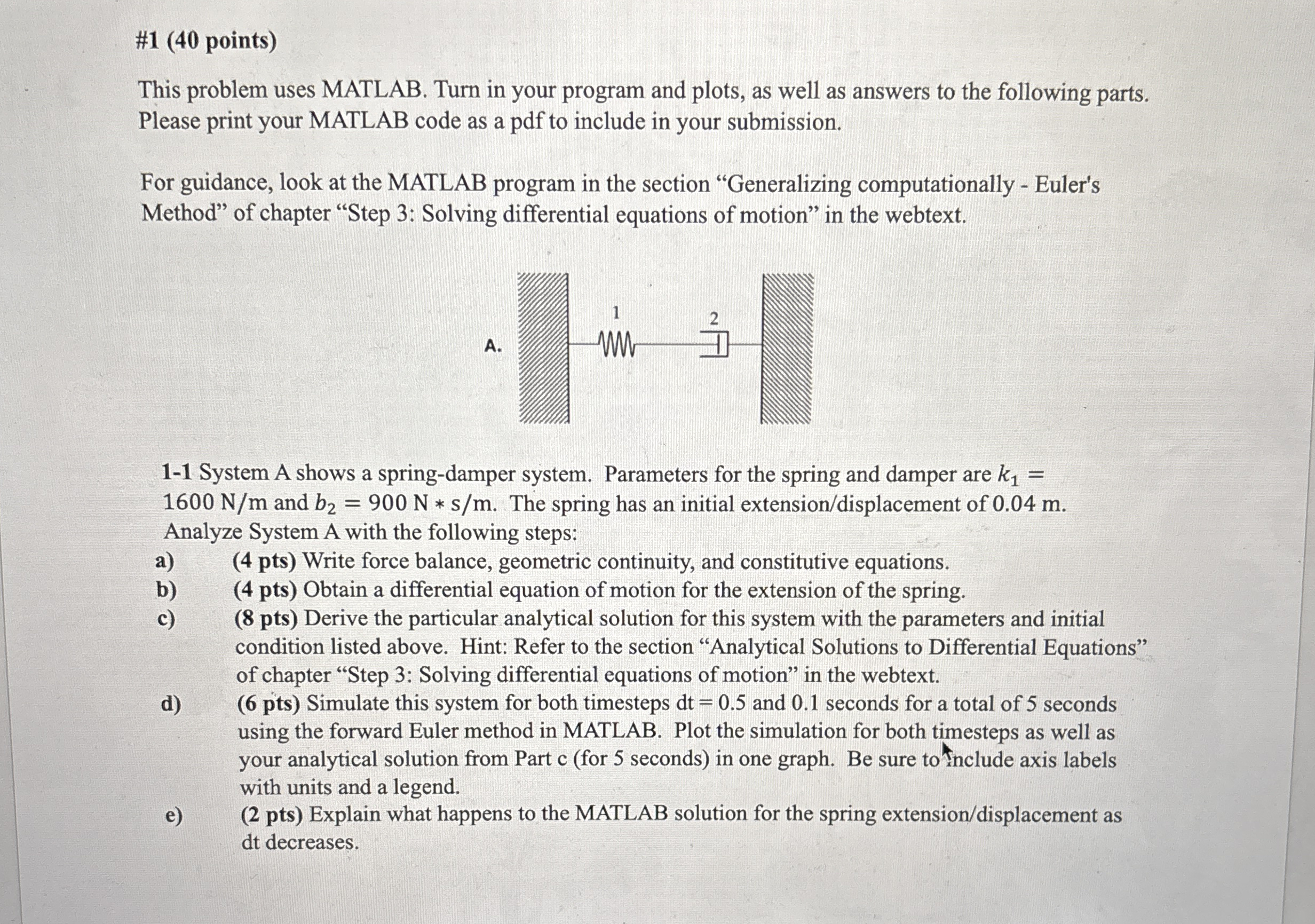 Solved #1 (40 ﻿points)This problem uses MATLAB. Turn in your | Chegg.com