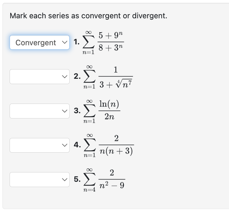 Solved Mark each series as convergent or | Chegg.com