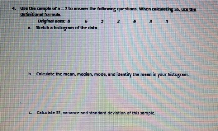 Solved Use the sample of n=7 to answer the following | Chegg.com