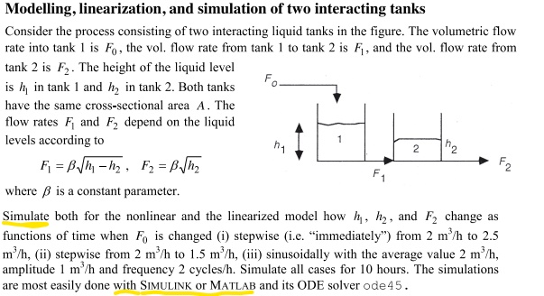 Solved Modelling, linearization, and simulation of two | Chegg.com