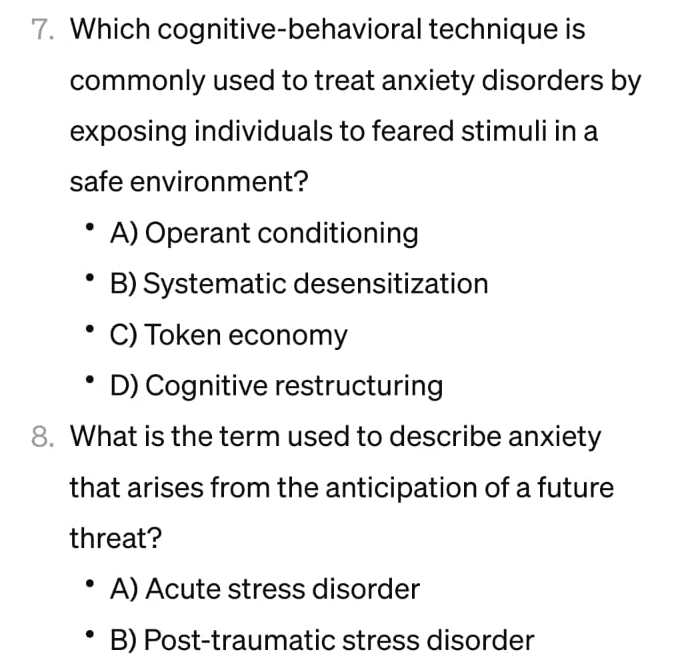 Solved Which cognitive-behavioral technique is commonly used | Chegg.com