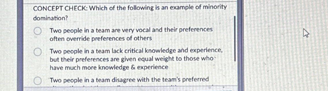 Solved CONCEPT CHECK: Which of the following is an example | Chegg.com