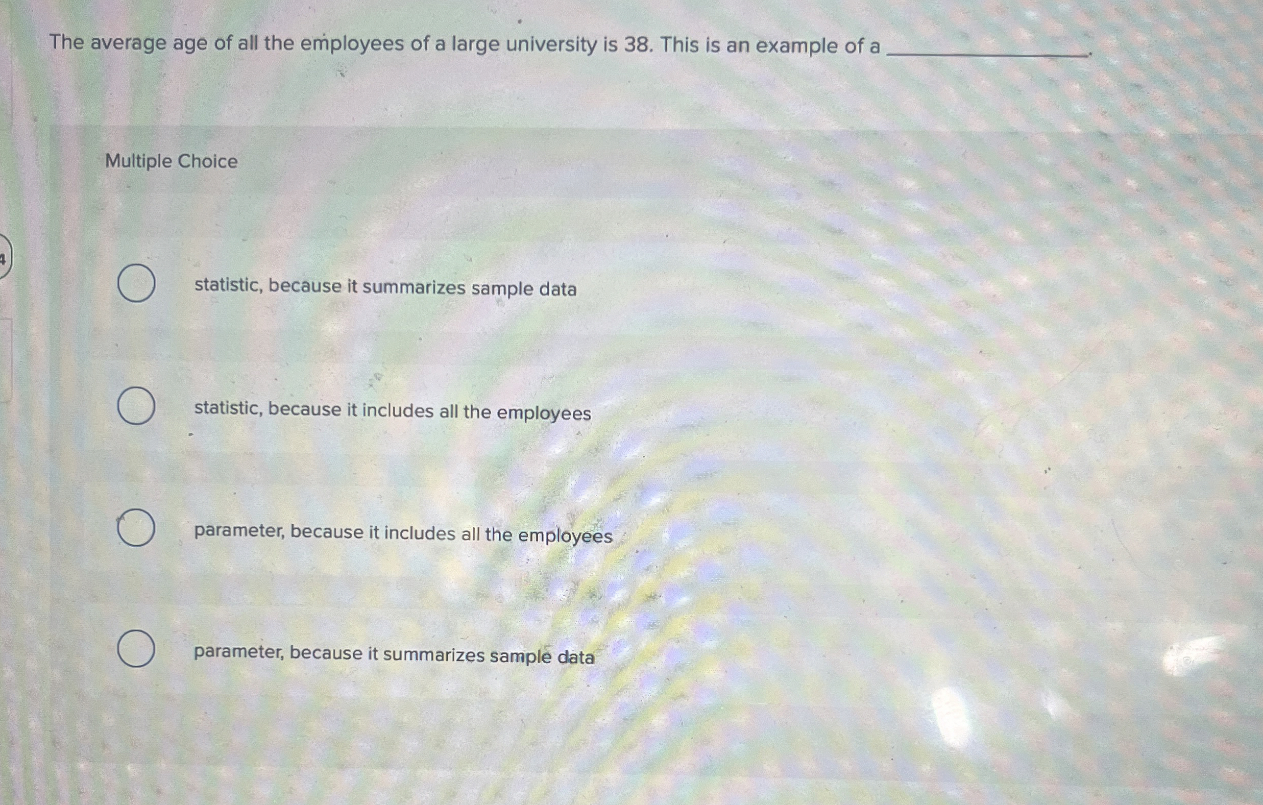 Solved The average age of all the employees of a large | Chegg.com