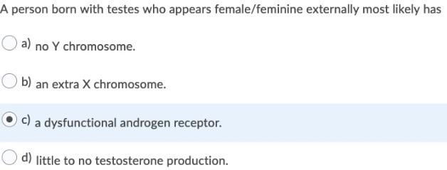 Solved A person born with testes who appears female/feminine | Chegg.com