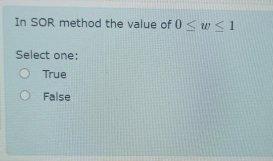 Solved In SOR method the value of 0