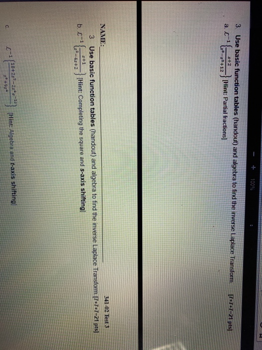 Solved 100 3 Use Basic Function Tables Handout And