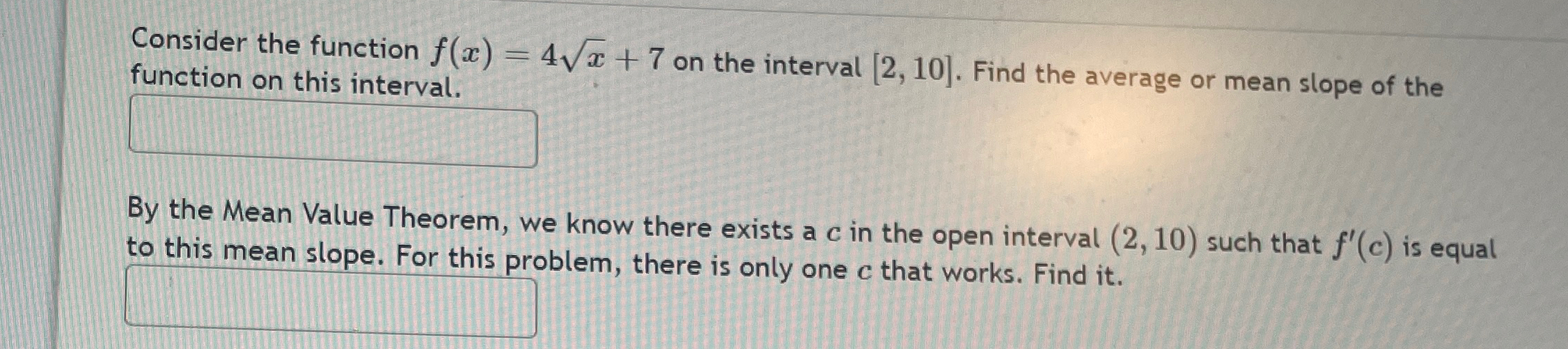 Solved Consider the function f(x)=4x2+7 ﻿on the interval | Chegg.com
