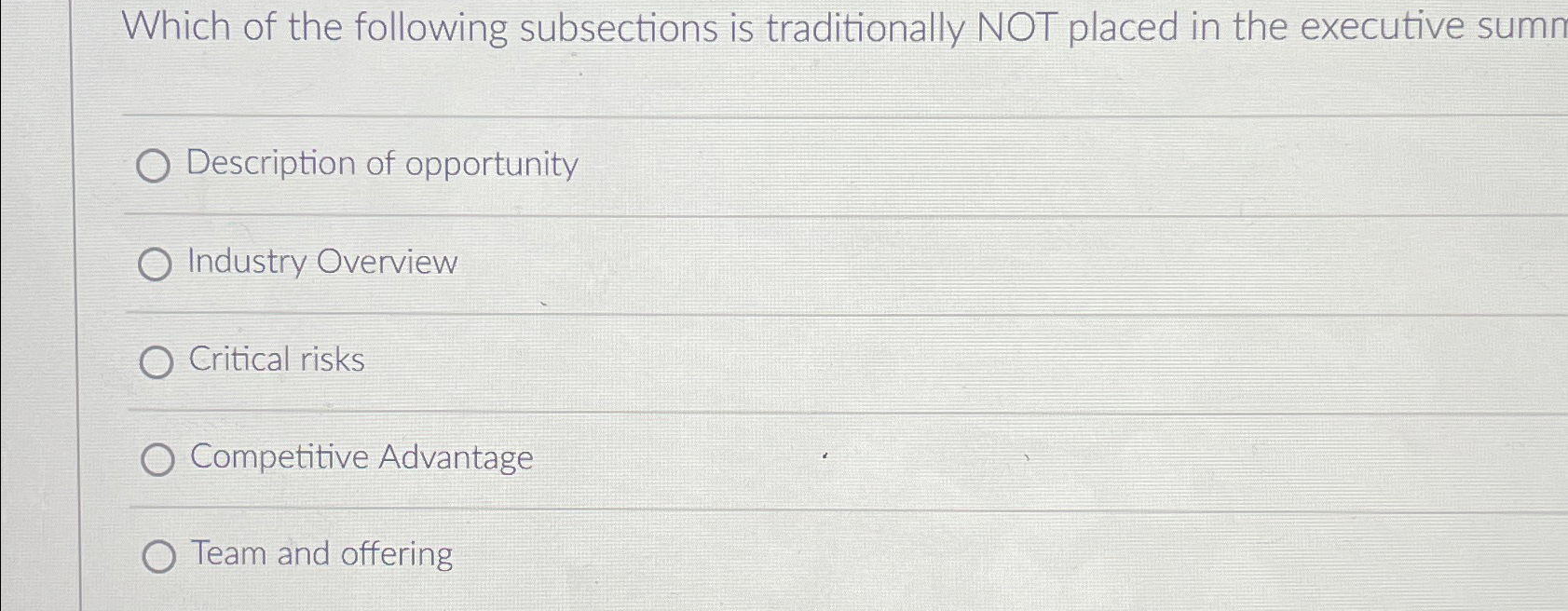Solved Which of the following subsections is traditionally | Chegg.com