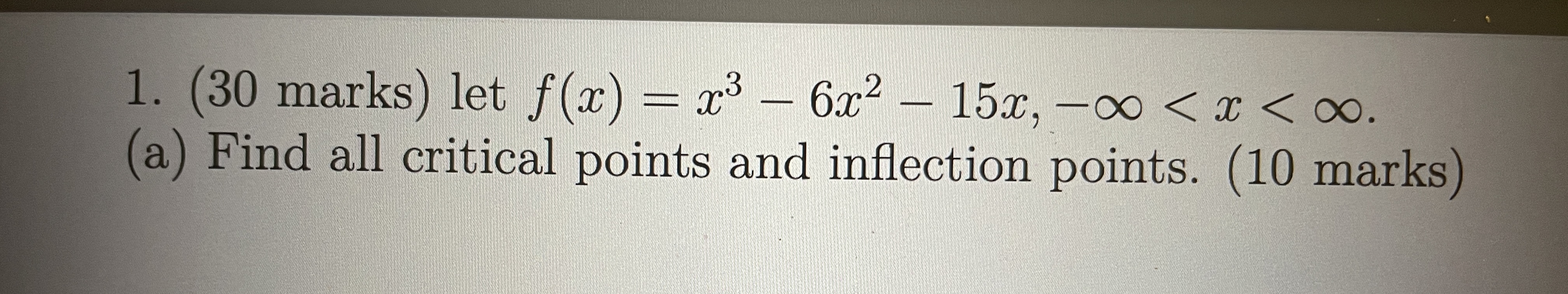 Solved let f(x)=x3-6x2-15x,-∞.(a) ﻿Find all critical points | Chegg.com