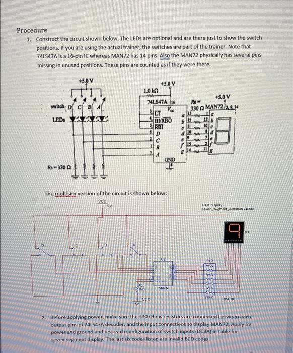 Solved Procedure 1. Construct the circuit shown below. The | Chegg.com