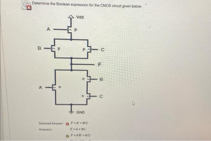 Solved Determine The Boolean Expression For The Cmos Circuit