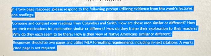 In a two-page response, please respond to the | Chegg.com