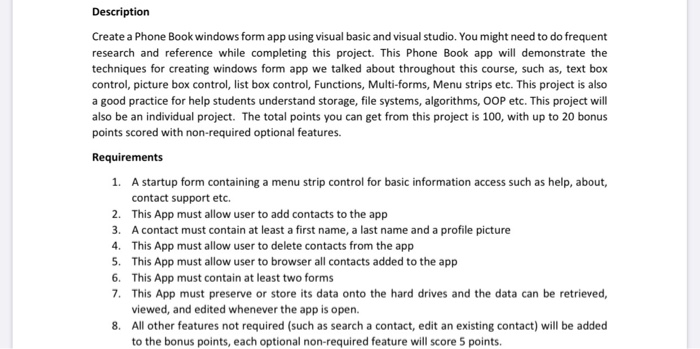 Create a Phone Book windows form app using visual | Chegg.com