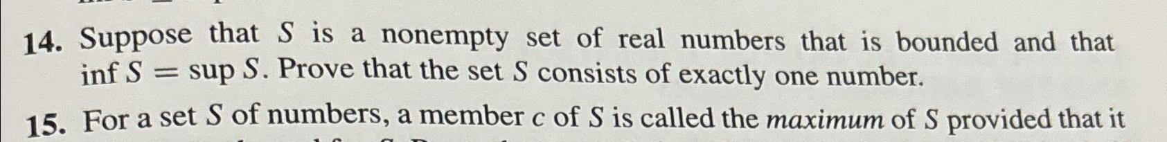 Solved Suppose that S ﻿is a nonempty set of real numbers | Chegg.com