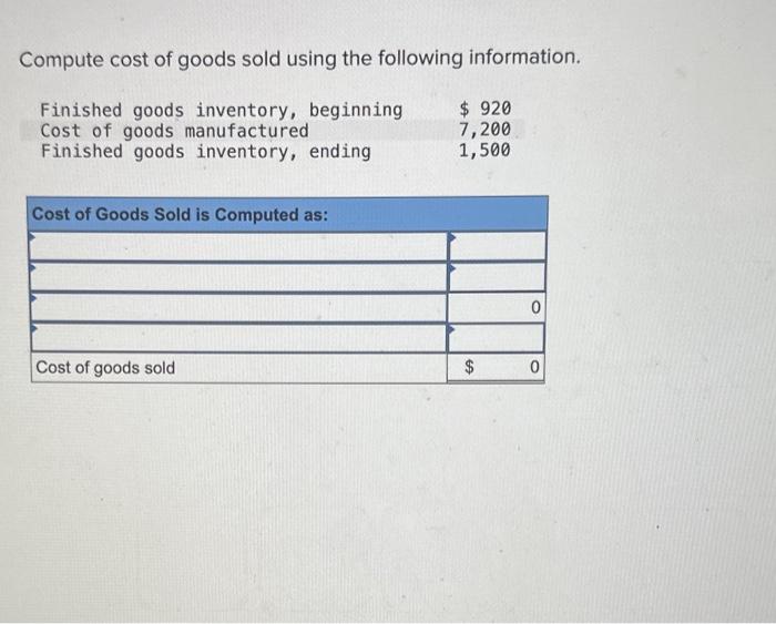 Solved Compute ending work in process inventory for a | Chegg.com
