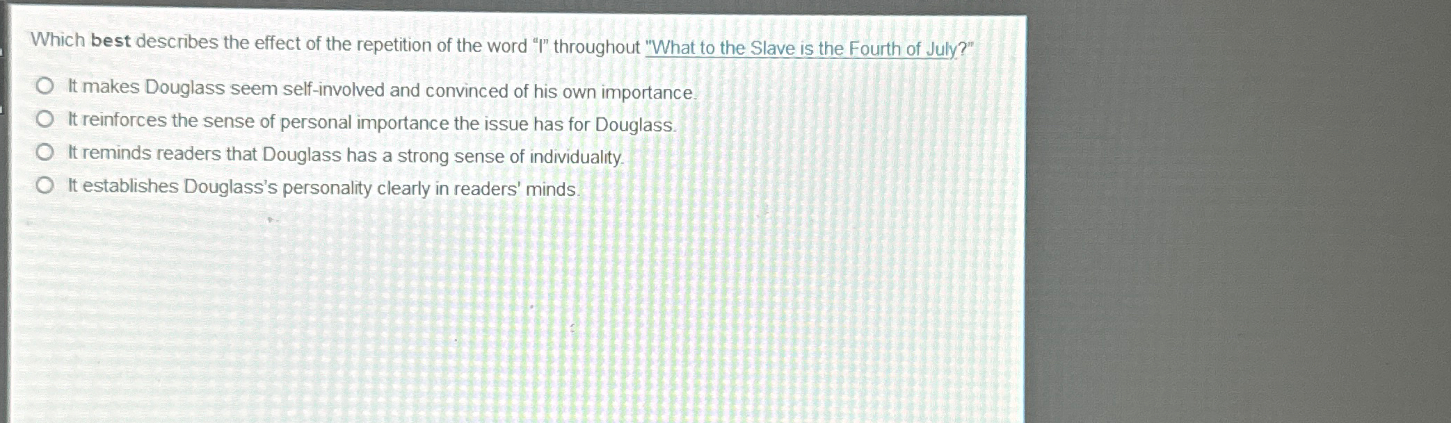 Solved Which best describes the effect of the repetition of | Chegg.com