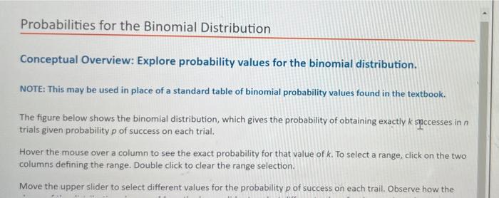 Solved Probabilities for the Binomial Distribution | Chegg.com
