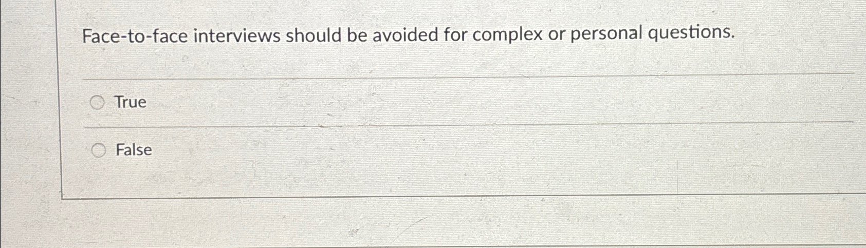 Solved Face-to-face interviews should be avoided for complex | Chegg.com