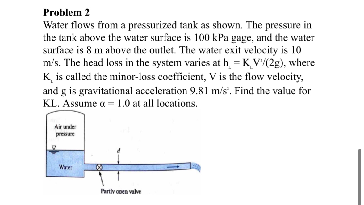 Solved Problem 2Water flows from a pressurized tank as | Chegg.com
