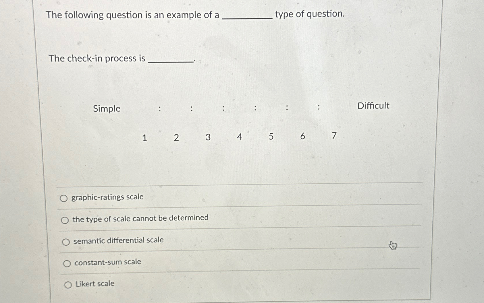Solved The following question is an example of a ﻿type of | Chegg.com