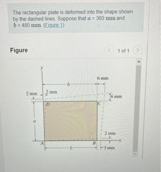 Solved The rectangular plate is deformed into the shape | Chegg.com