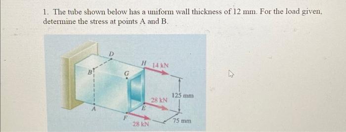 Solved 1. The tube shown below has a uniform wall thickness | Chegg.com