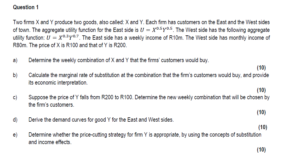 Solved Question 1Two firms x ﻿and Y ﻿produce two goods, also | Chegg.com