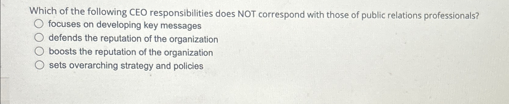 Solved Which of the following CEO responsibilities does NOT | Chegg.com