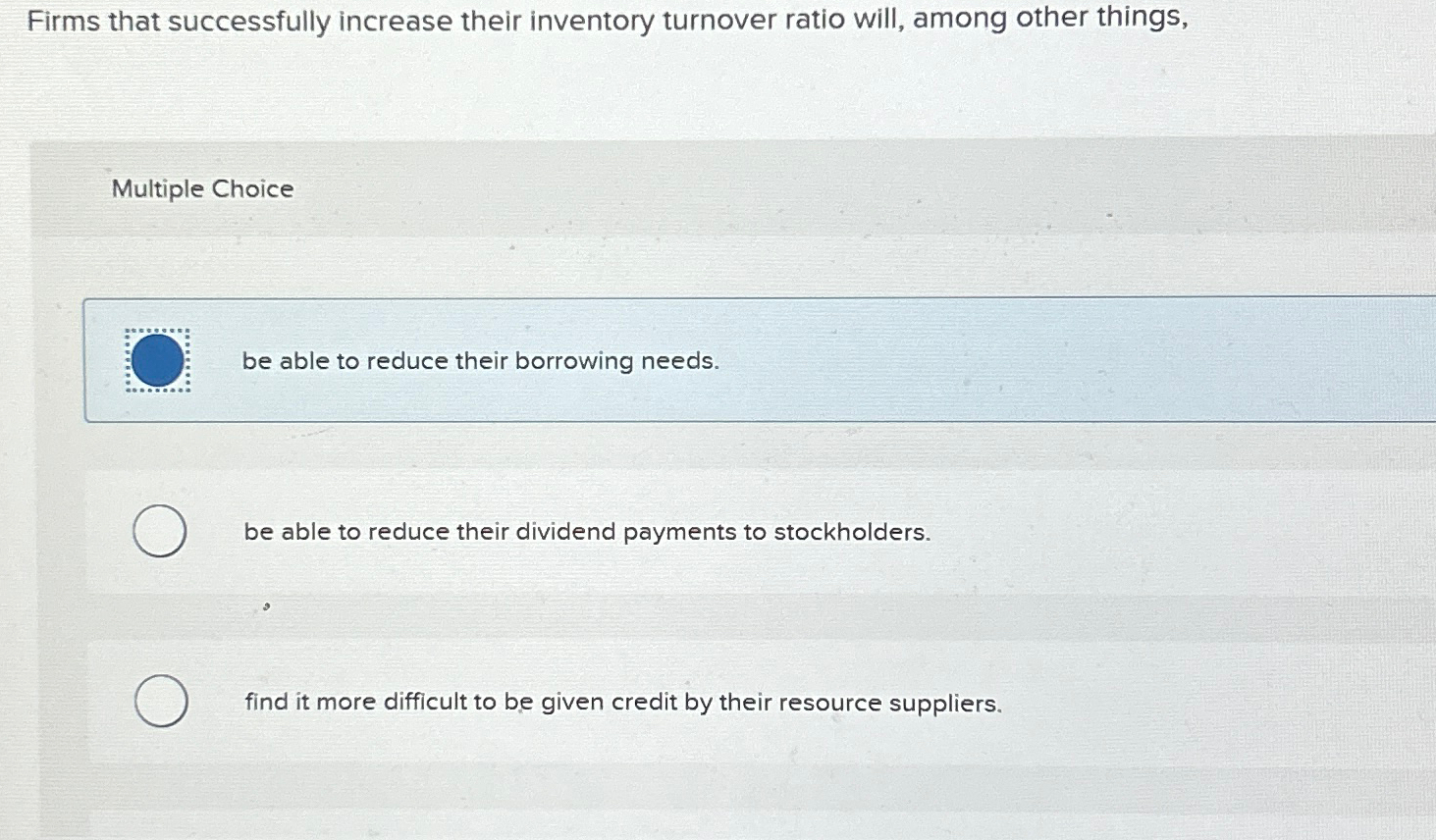 Solved Firms that successfully increase their inventory | Chegg.com