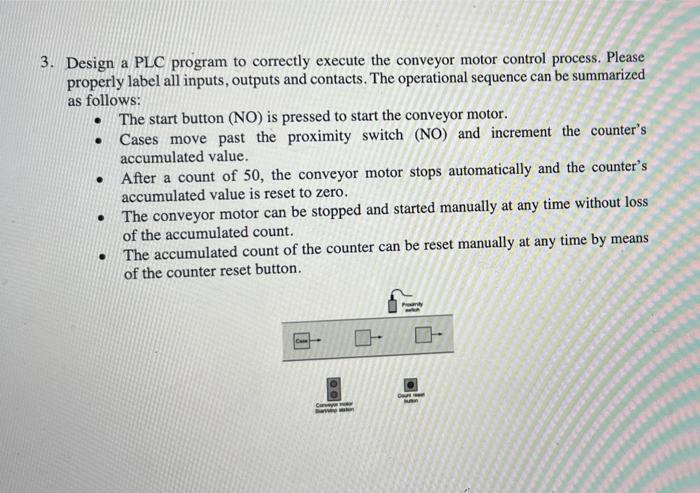 Solved . . 3. Design a PLC program to correctly execute the | Chegg.com