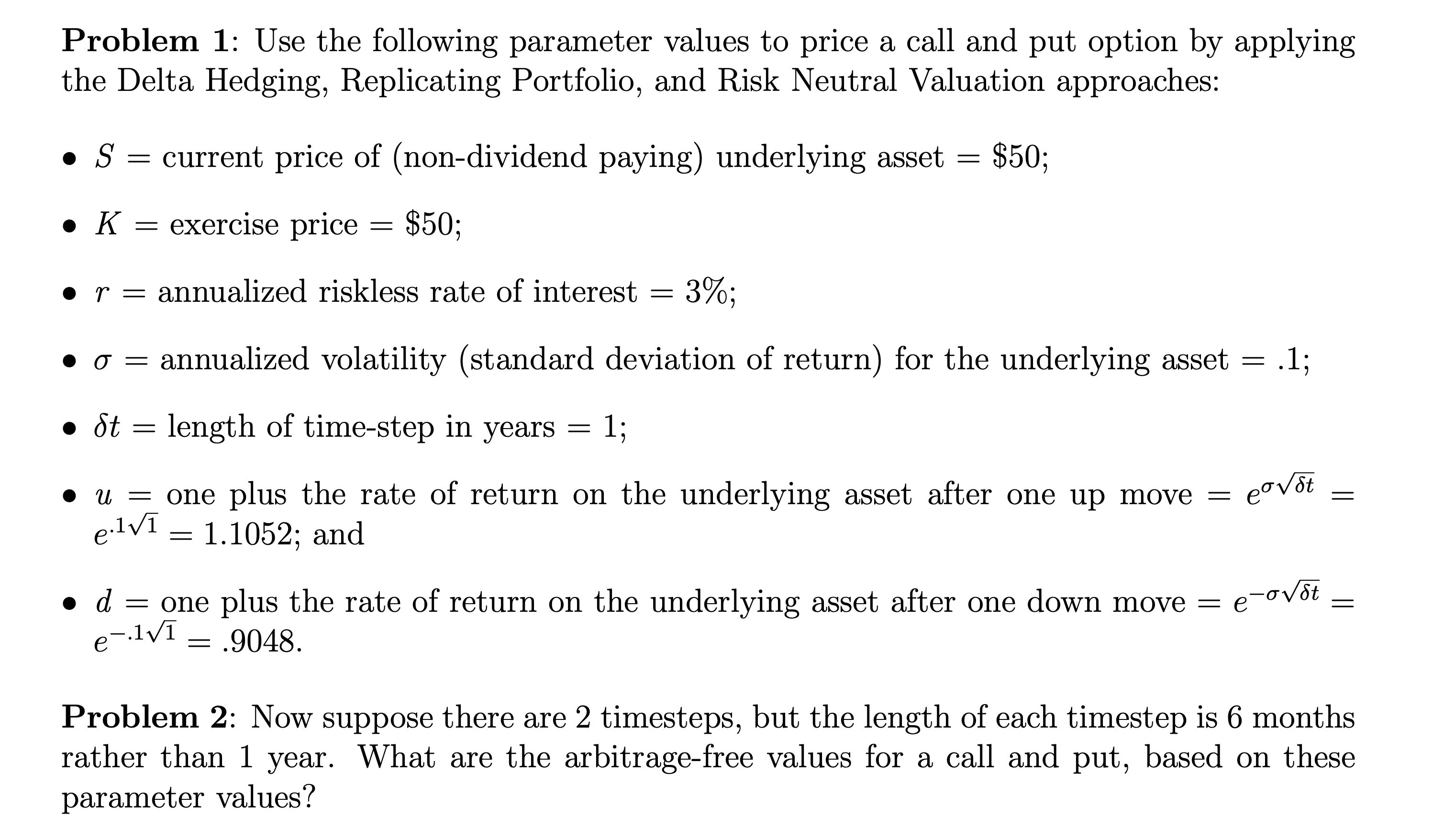 Problem 1: Use the following parameter values to | Chegg.com
